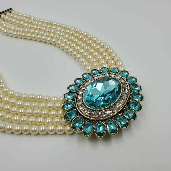 Heidi Daus | Jewelry | Heidi Daus Dazzling Delight 5 Row Aquamarine ...